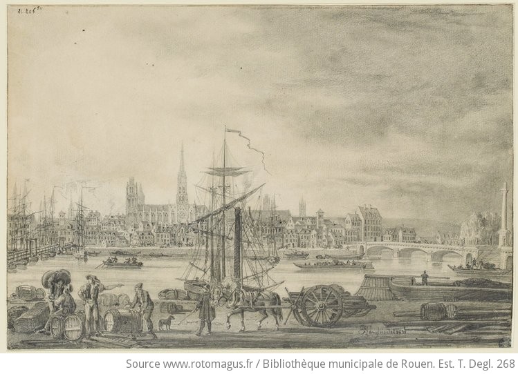 Collection de dessins de Louis Deglatigny. [Vue du pont de pierre et de ...